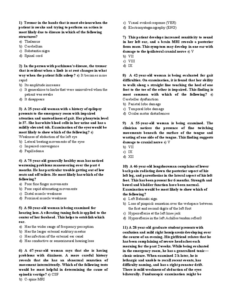 MCQ Neuro Question | PDF | Science & Mathematics | Young Adult