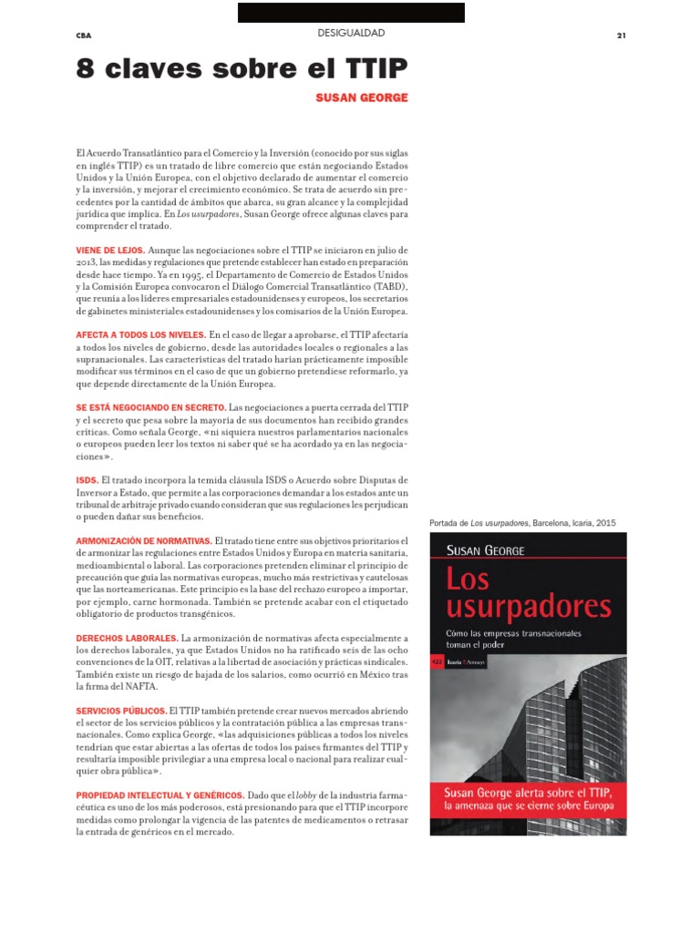 M24 8 Claves Sobre El TTIP | PDF | Economias