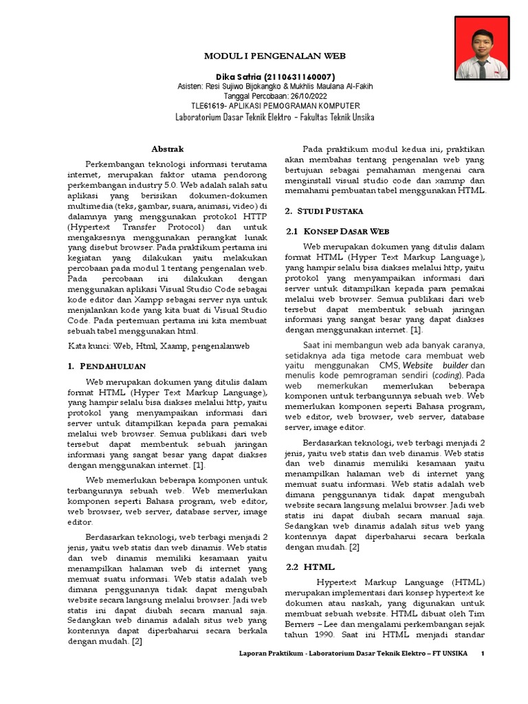 Dika Satria - Laprak Modul 1 - Kelas 3B | PDF