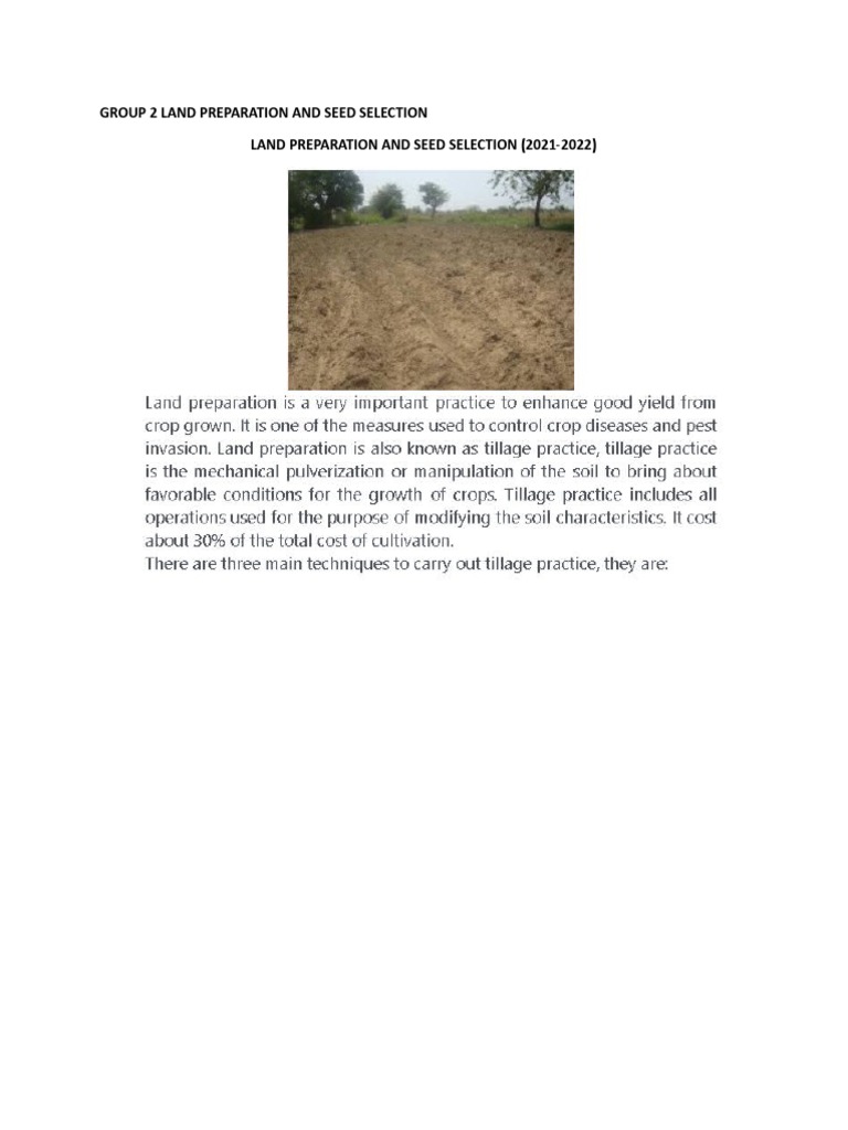 Group 2 Land Preparation and Seed Selection | PDF | Plant Breeding ...
