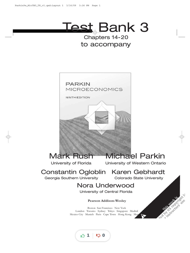 Test Bank Microeconomics 9th Edition Parkin Compress | PDF | Test ...