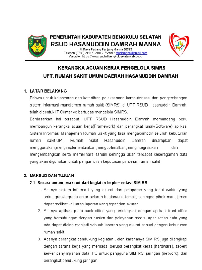 Kerangka Acuan Kerja SIMRS FIX | PDF