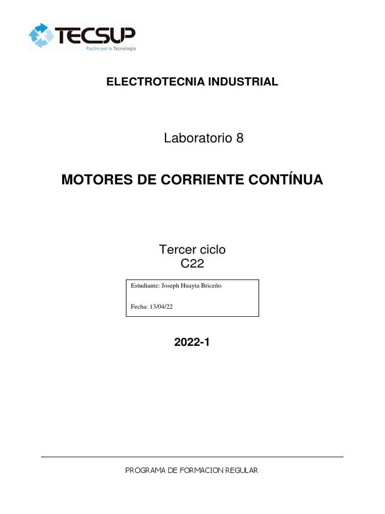 LAB - 08 - Motores Corriente Continua | PDF | Ingenieria Eléctrica ... LAB - 08 - Motores Corriente Continua | PDF | Ingenieria Eléctrica ...