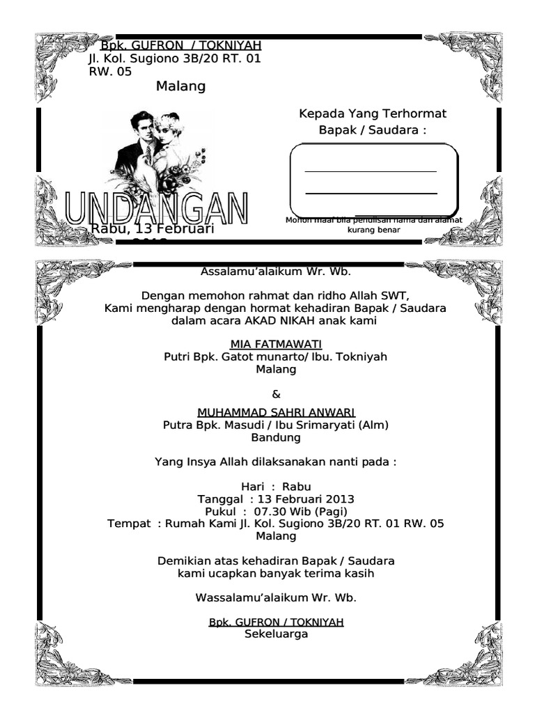Undangan Akad Nikah | PDF