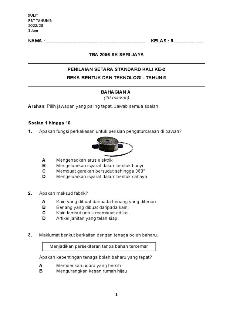Ujian Akhir Sesi Akademik RBT Tahun 5 | PDF