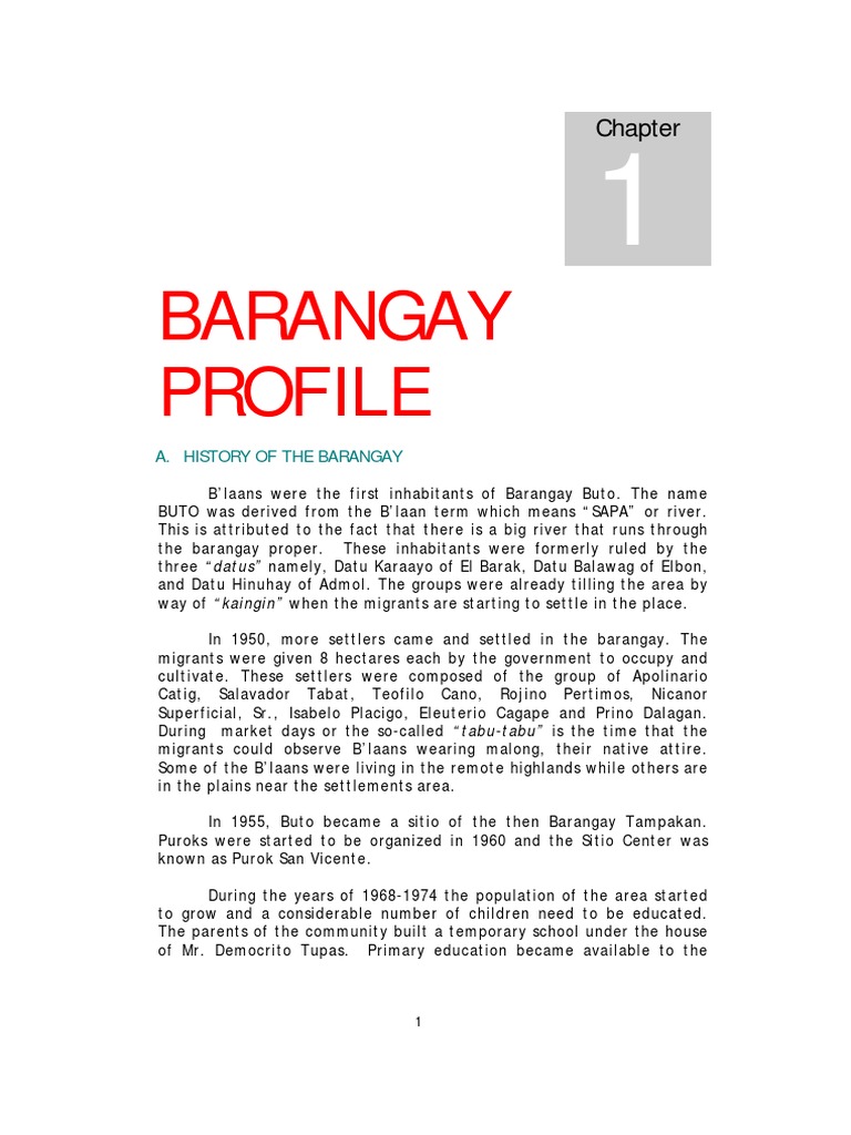 Barangay Buto BDP Chapter 1 | PDF