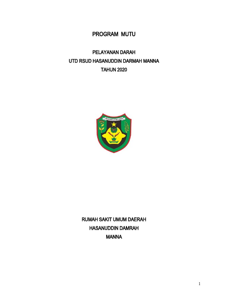 MUTU PELAYANAN DARAH DI RSUD HASANUDDIN DAMRAH MANNA | PDF