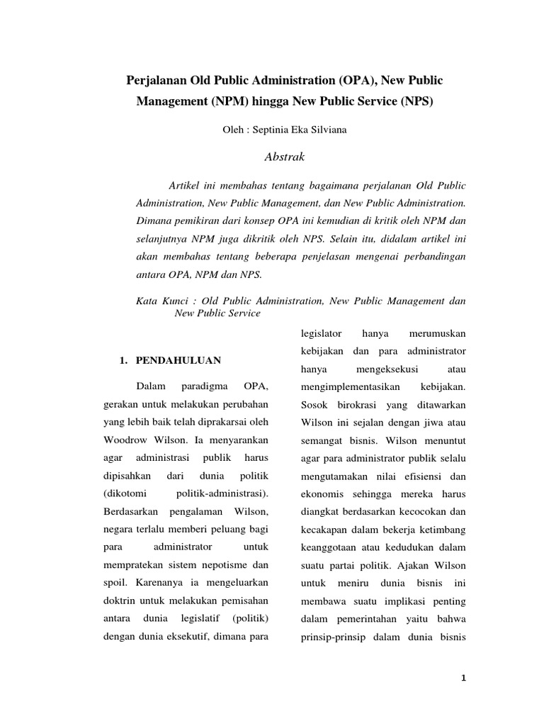 Adoc - Pub - Perjalanan Old Public Administration Opa New Publi | PDF