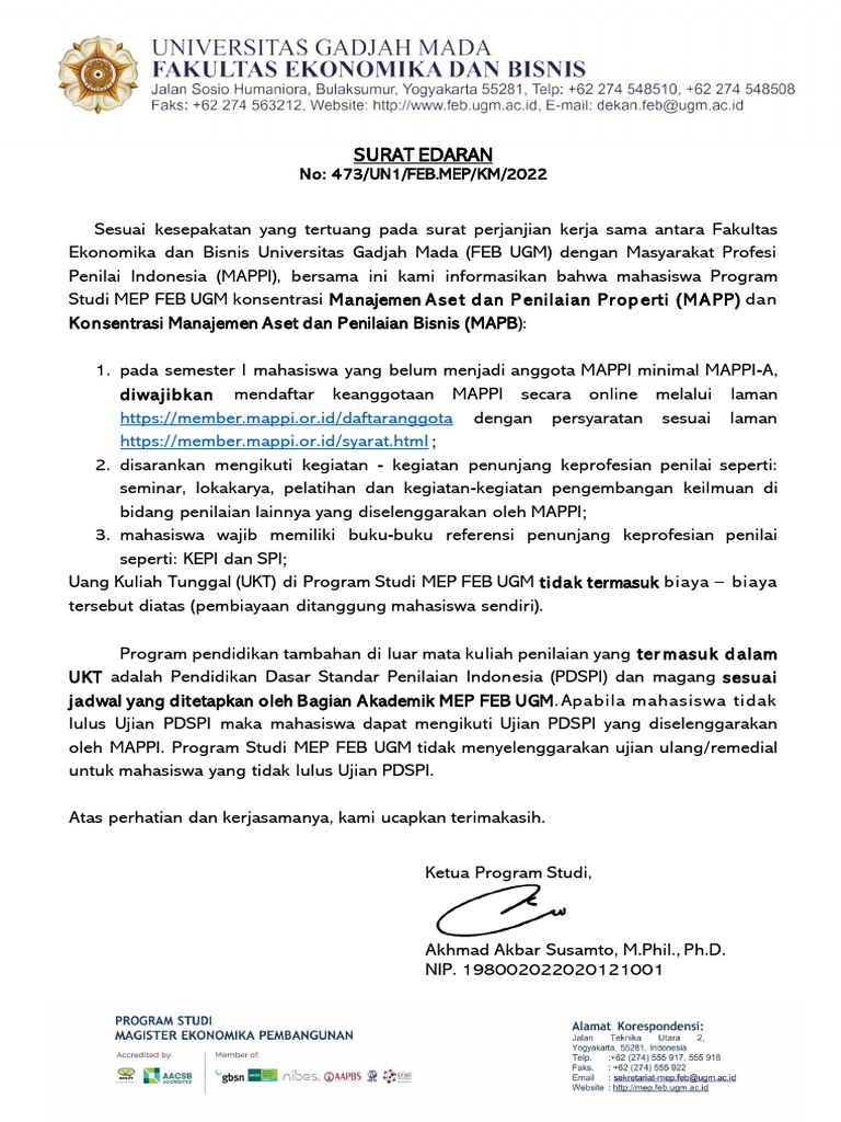 473 - Surat Edaran Mhs MAPP Dan MAPB | PDF | Bisnis