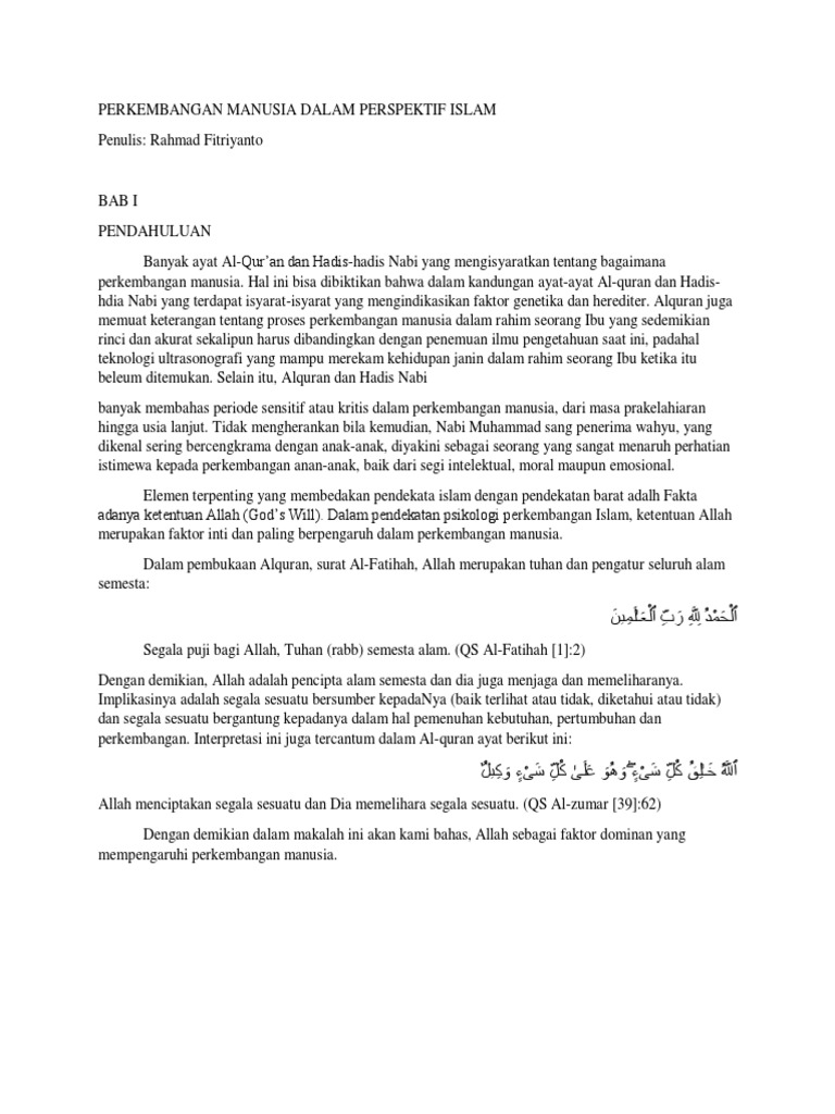 Perkembangan Manusia Dalam Perspektif Islam | PDF | Agama & Spiritualitas