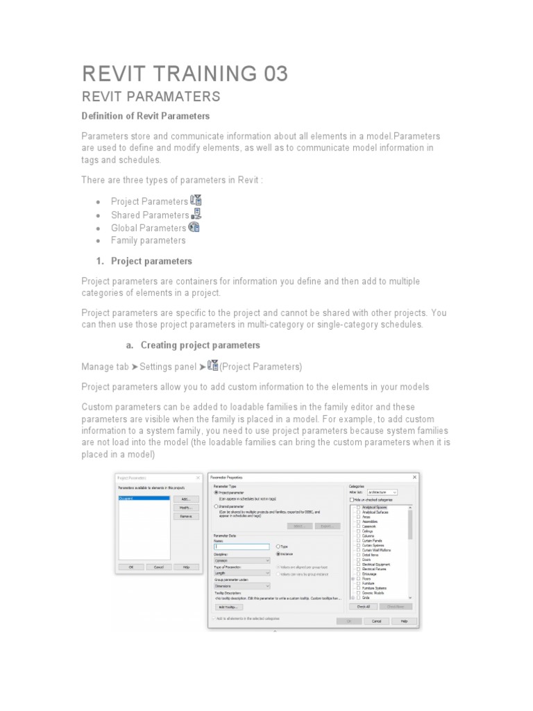 REVIT TRAINING 03 - Revit Parameters | PDF | Parameter (Computer ...
