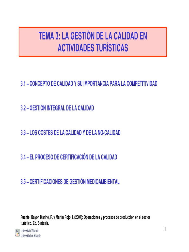 Gestión de Calidad en Turismo: Claves y Costes | PDF | Calidad ...