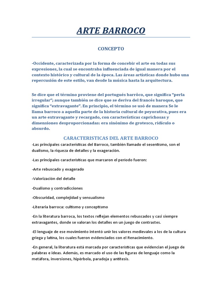 Significado y características del Barroco | PDF