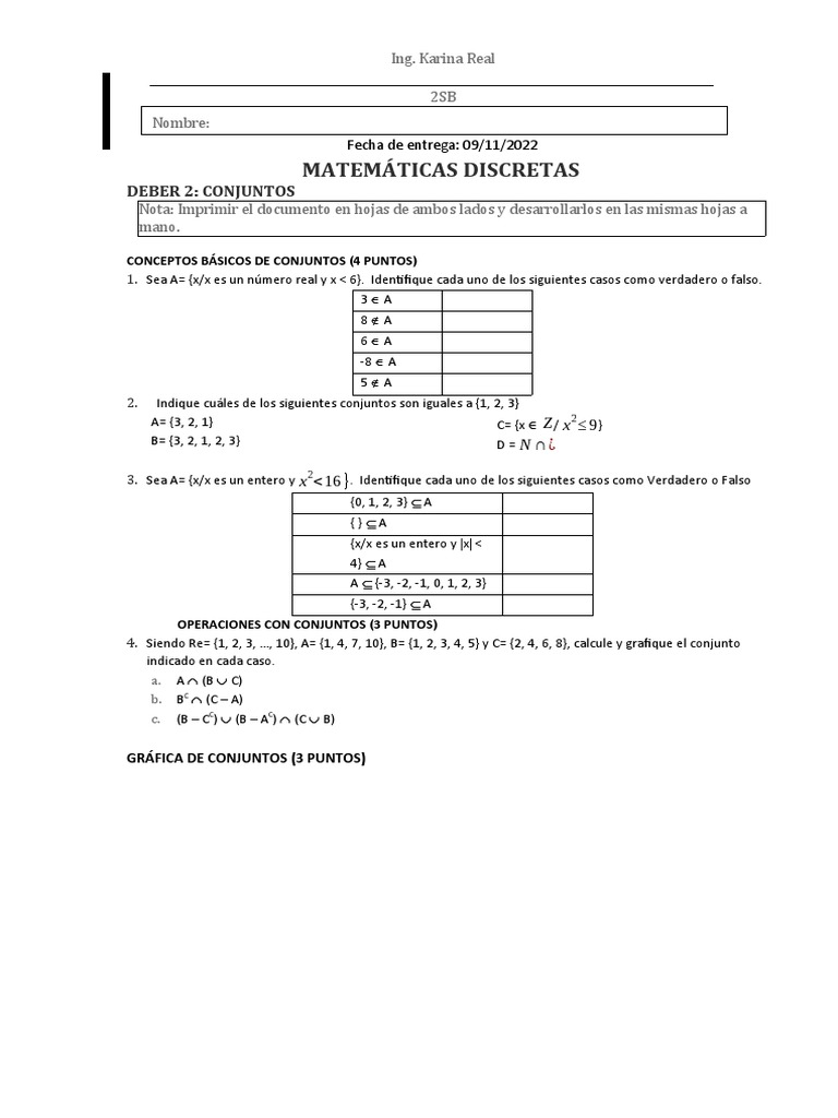 Deber 2 - Conjuntos | PDF