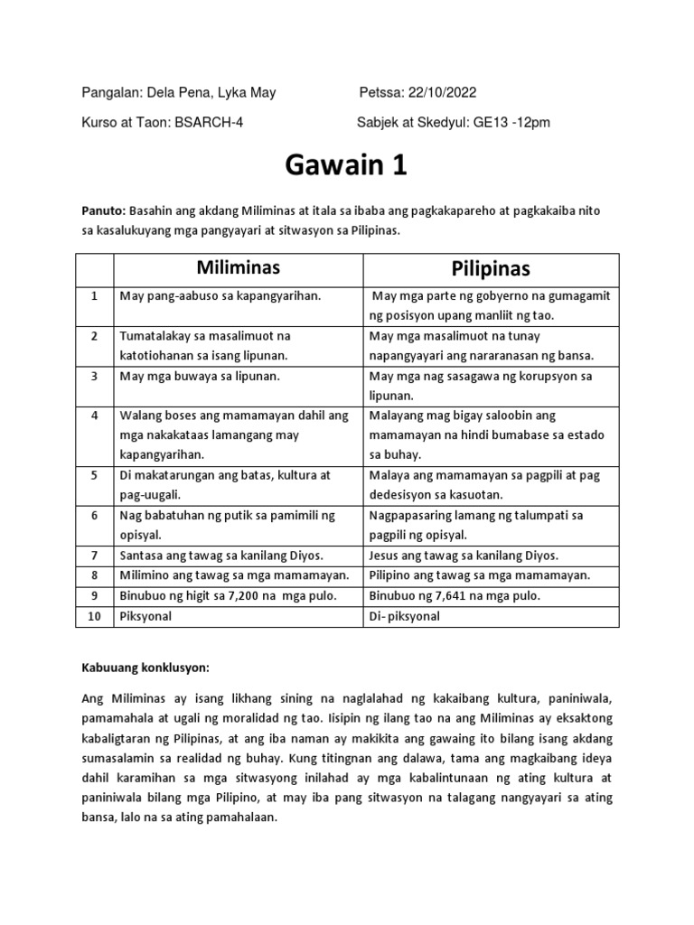 Ge13 Gawain 1 Miliminas (Delapena) | PDF