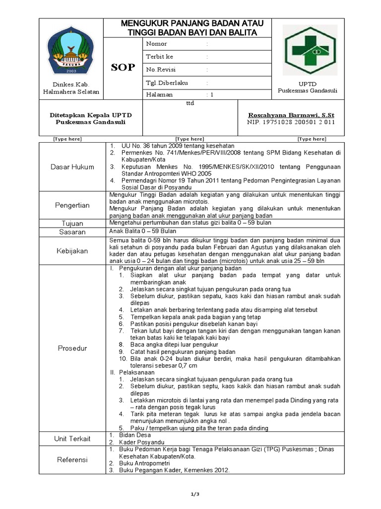 SOP Mengukur PB Atau TB Bayi Dan Balita | PDF