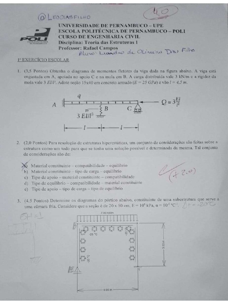 POLI-UPE - Teoria Das Estruturas 1 - 1 EE | PDF