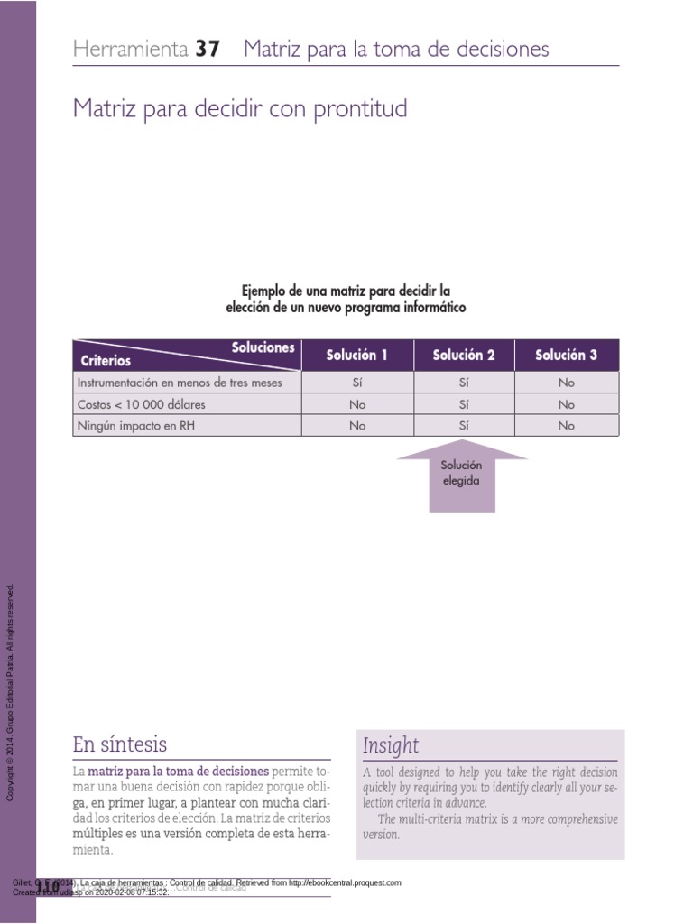 Matriz para La Toma de Desiciones | PDF | Toma de decisiones ...