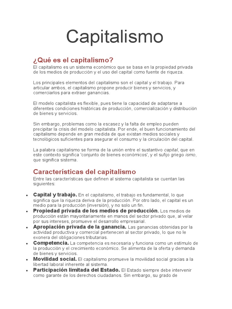 Capitalismo | PDF | Capitalismo | Mercado (economía)