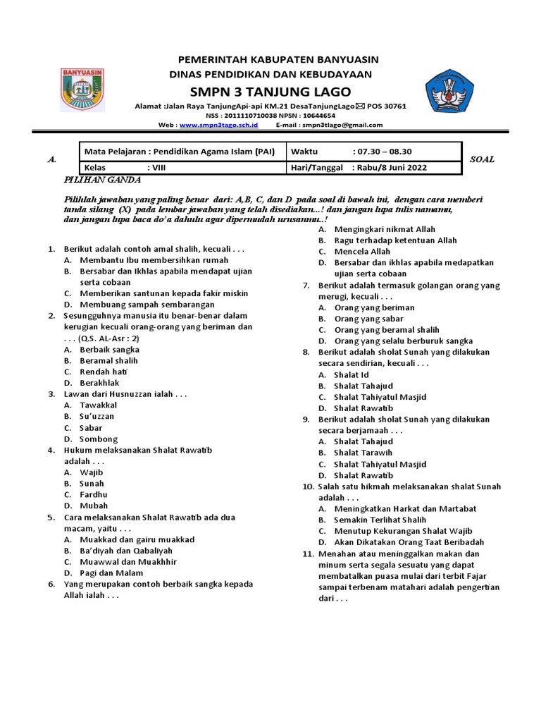 Soal Pat Pai Viii 2022 | PDF