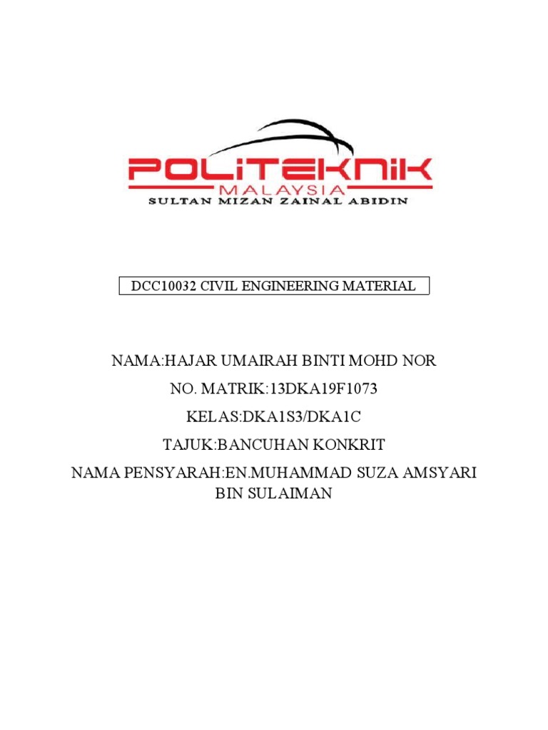 DCC10032 Civil Engineering Material | PDF