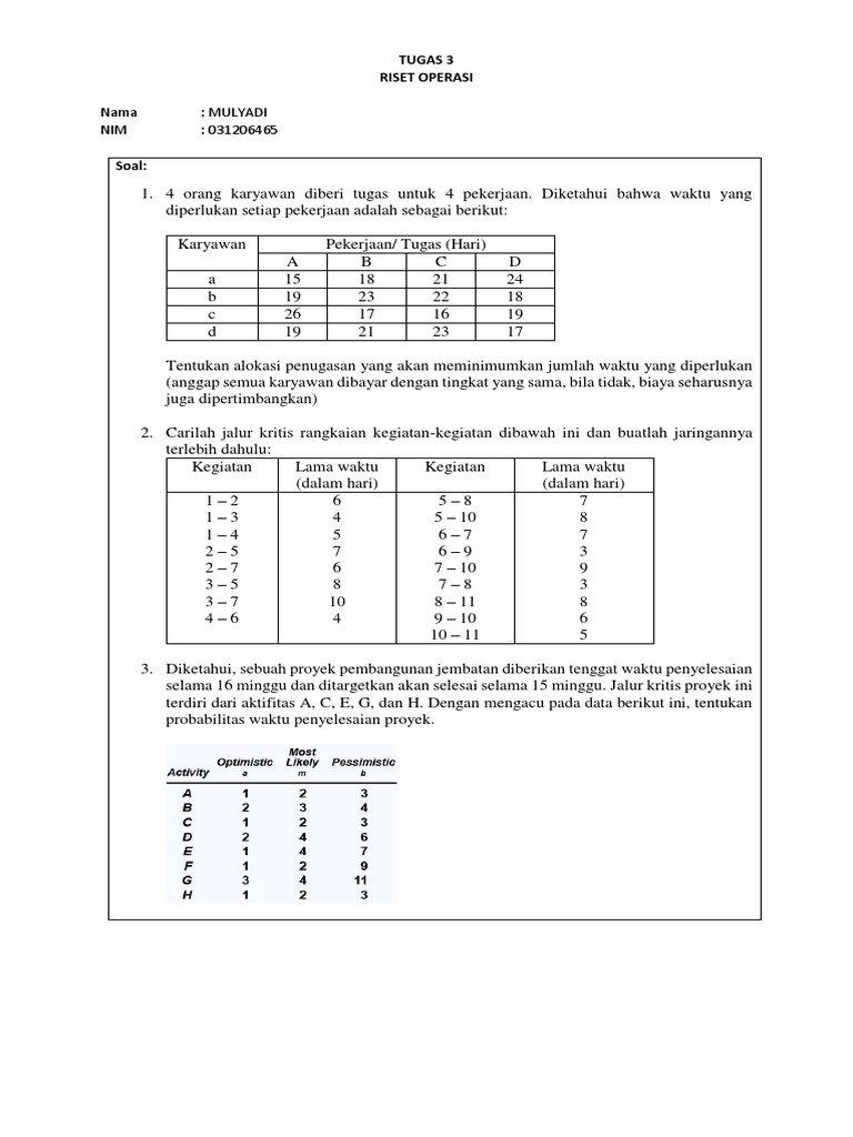 Tugas 3 Riset Operasi | PDF