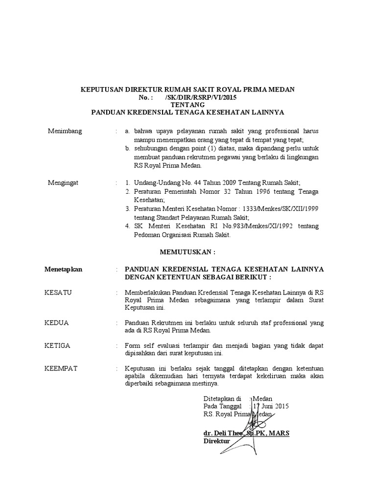 KPS 15. Ep 1 - SK Panduan Kredensial Tenaga Profesional | PDF | Bisnis