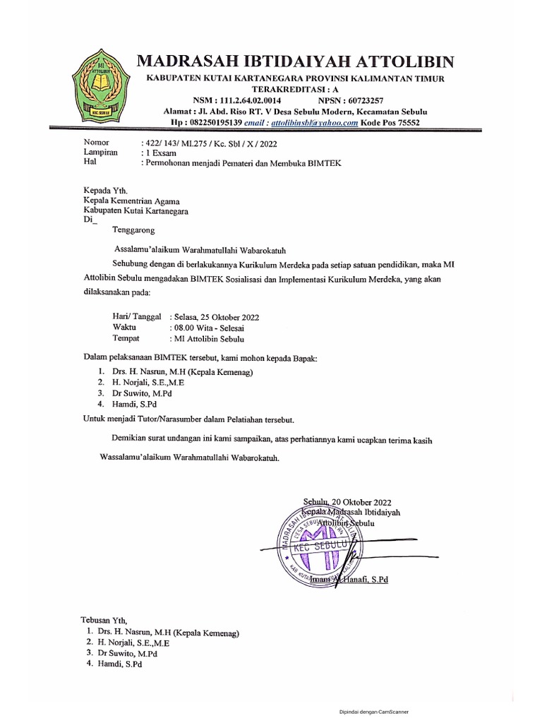 Permohonan Narsum BIMTEK | PDF