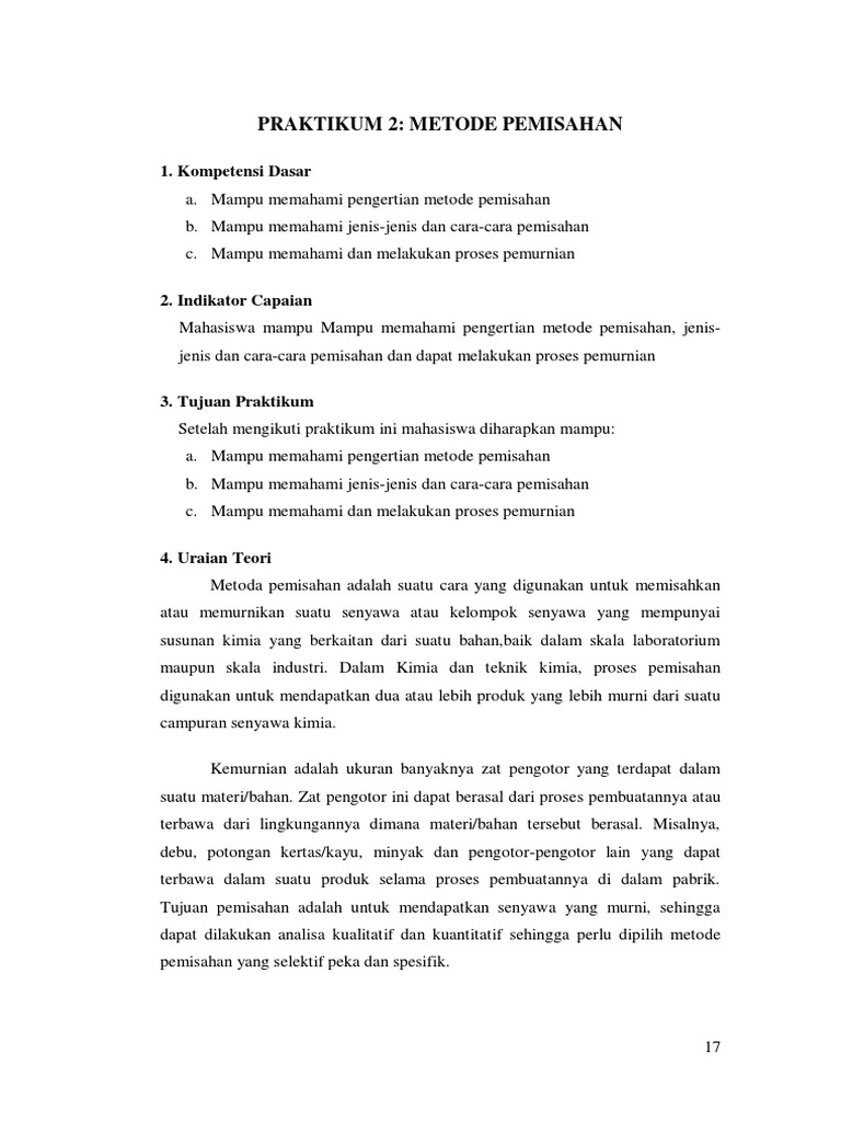 Bab 2 - Metode Pemisahan | PDF