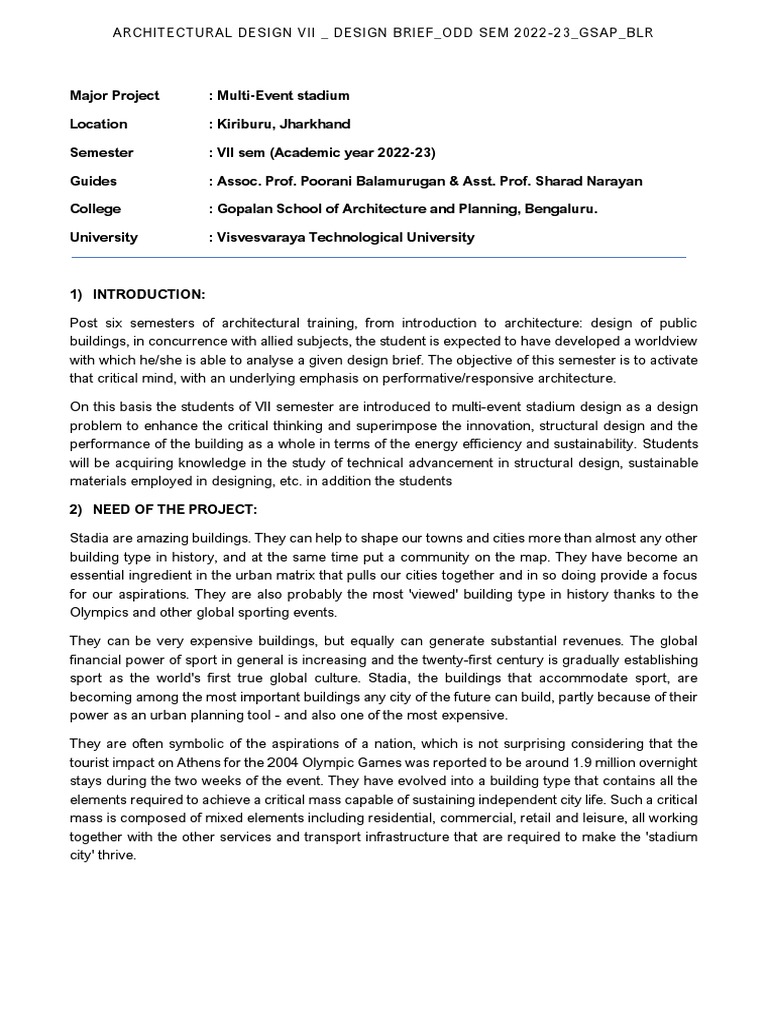 AD VII - DESIGN BRIEF-Stadium | PDF | Design | Simulation