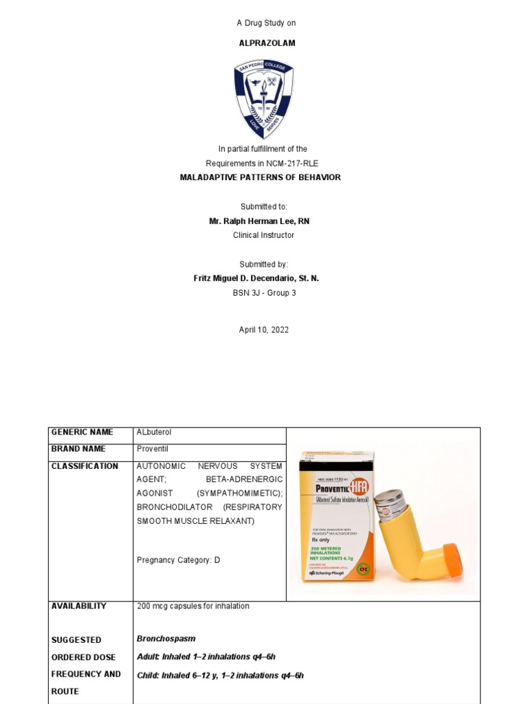 Albuterol Drug Study and Administration Guide | PDF | Drugs | Drugs ...