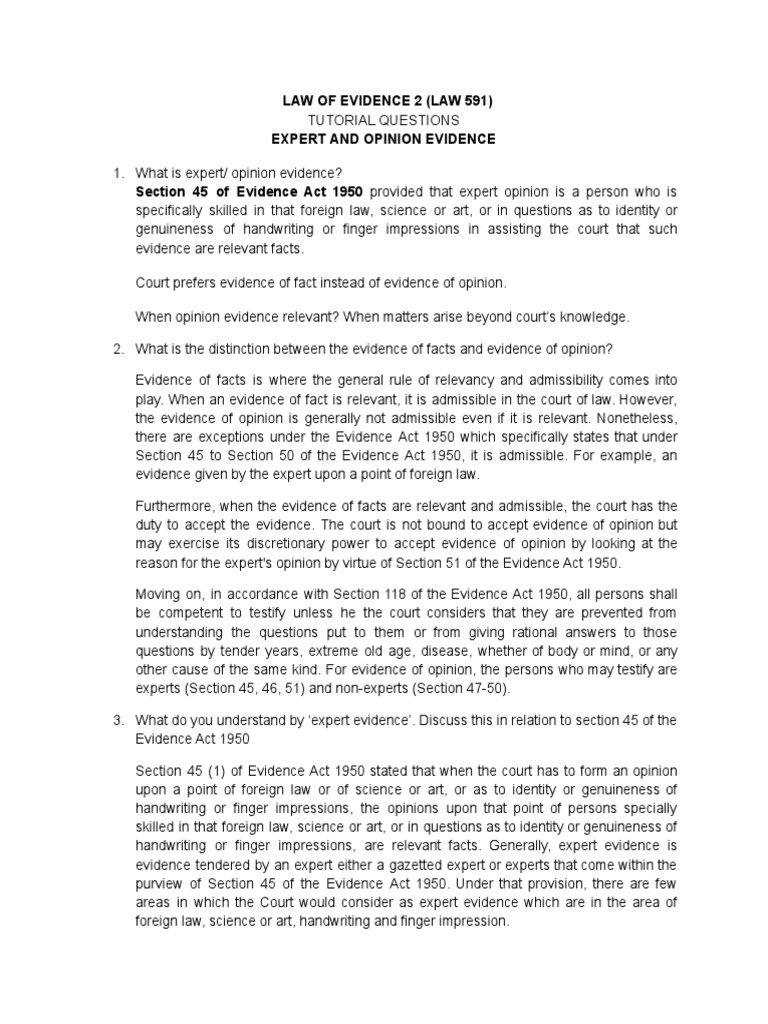 Expert Opinion Under Evidence Act 1950 | PDF | Expert Witness | Evidence