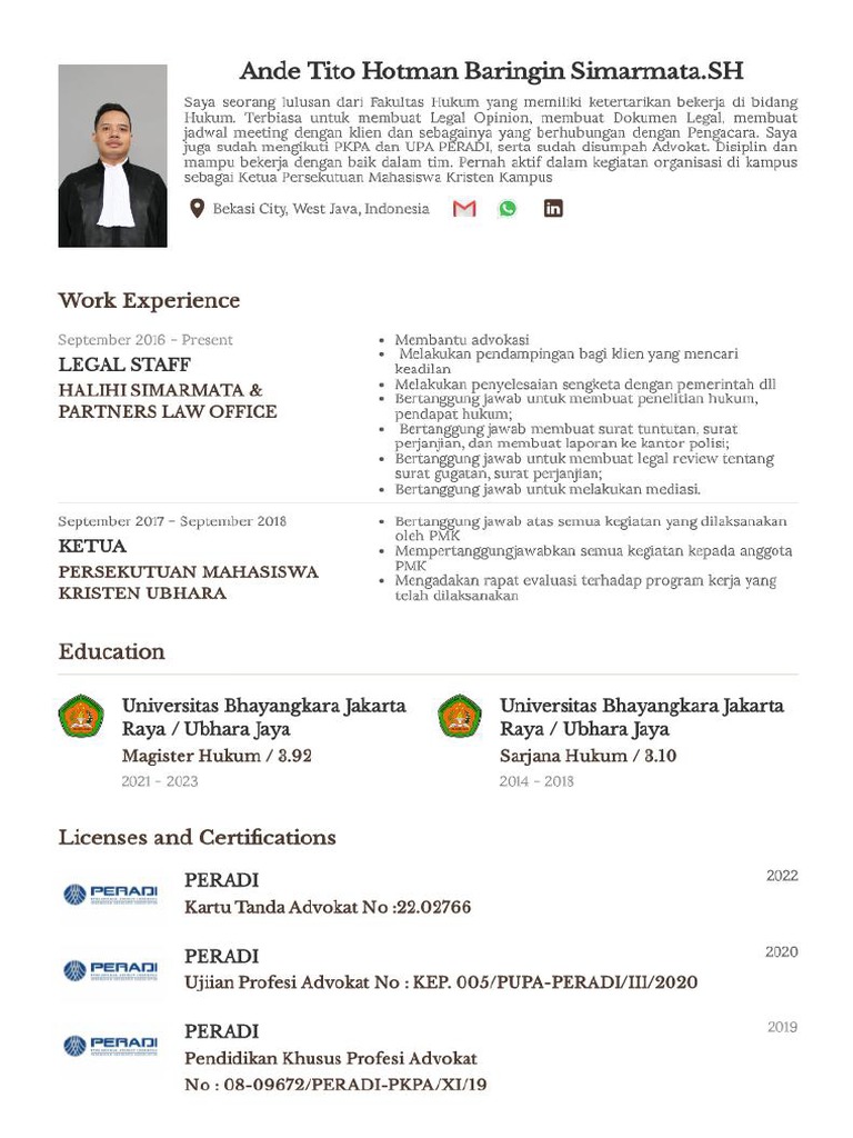 CV Ande Tito Hotman Baringin Simarmata 1MB | PDF