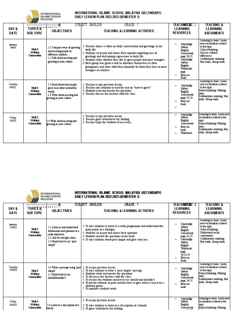 Eng G7 | PDF | Lesson Plan | English Language