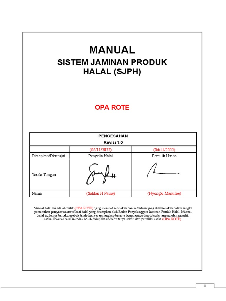 Manual SJPH UMK OPA ROTE 2022 | PDF