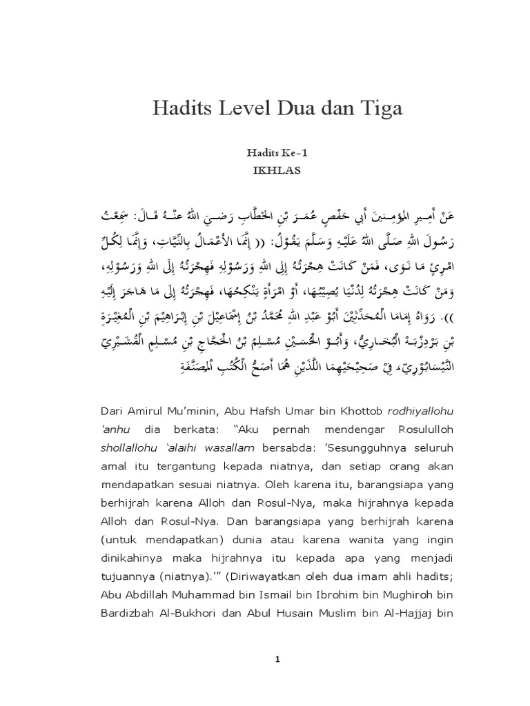 Hadits Level Dua Dan Tiga Seta Mahfudzot | PDF