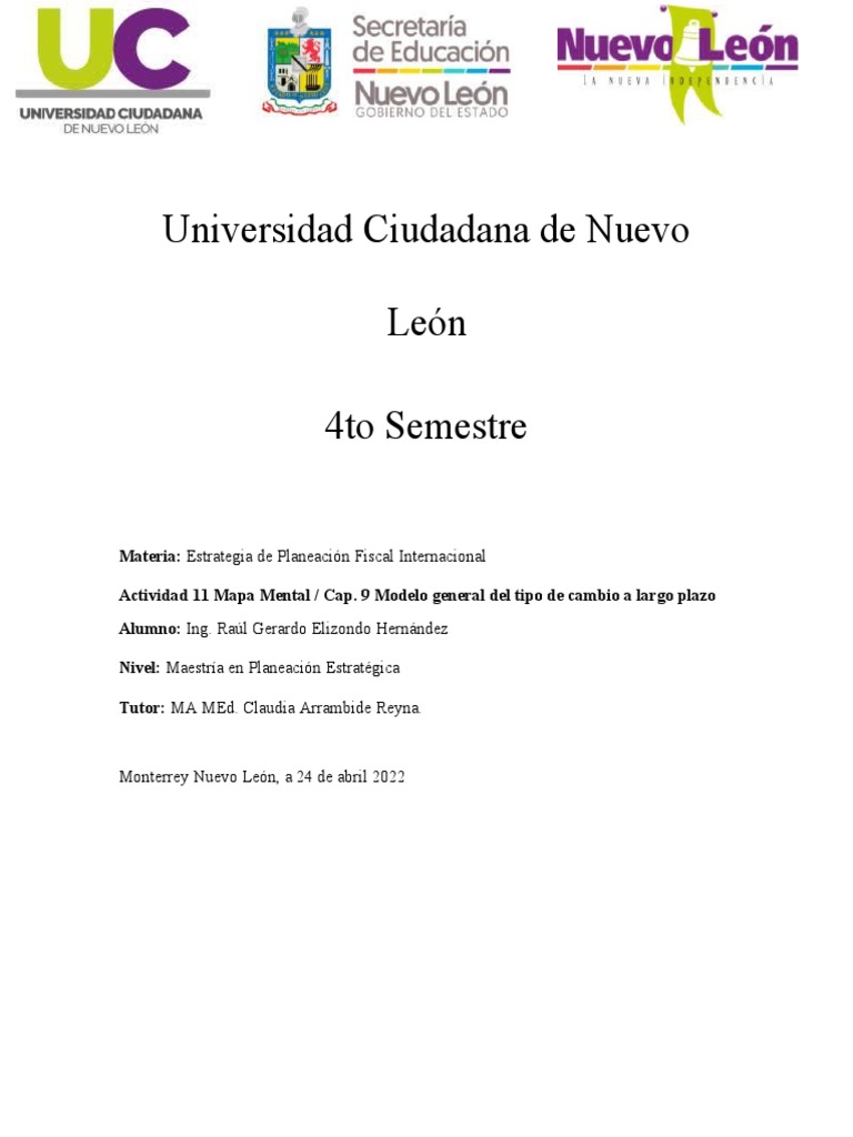 Actividad 11 Mapa Mental Cap 9 Modelo General Del Tipo de Cambio A Largo Plazo | PDF