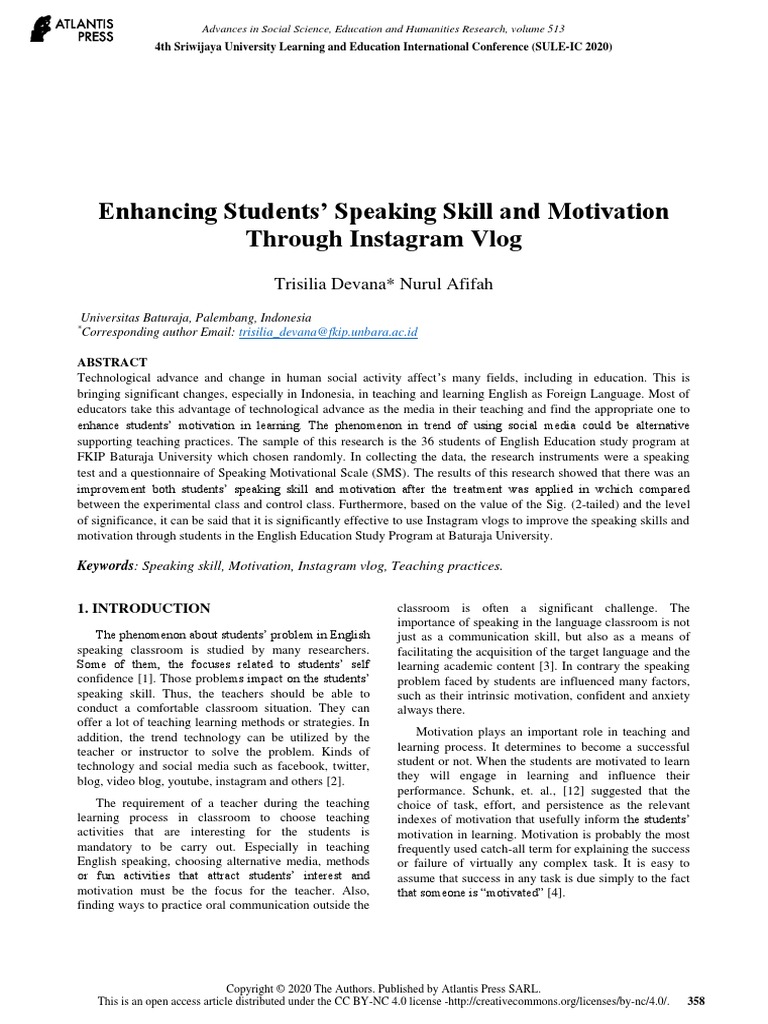 Enhancing Students Speaking Skill and Motivation | PDF | Teaching ...
