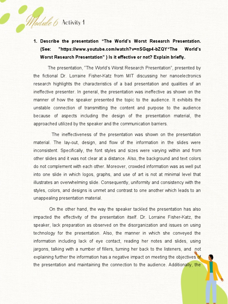 Describe The Presentation | PDF | Body Language | Communication