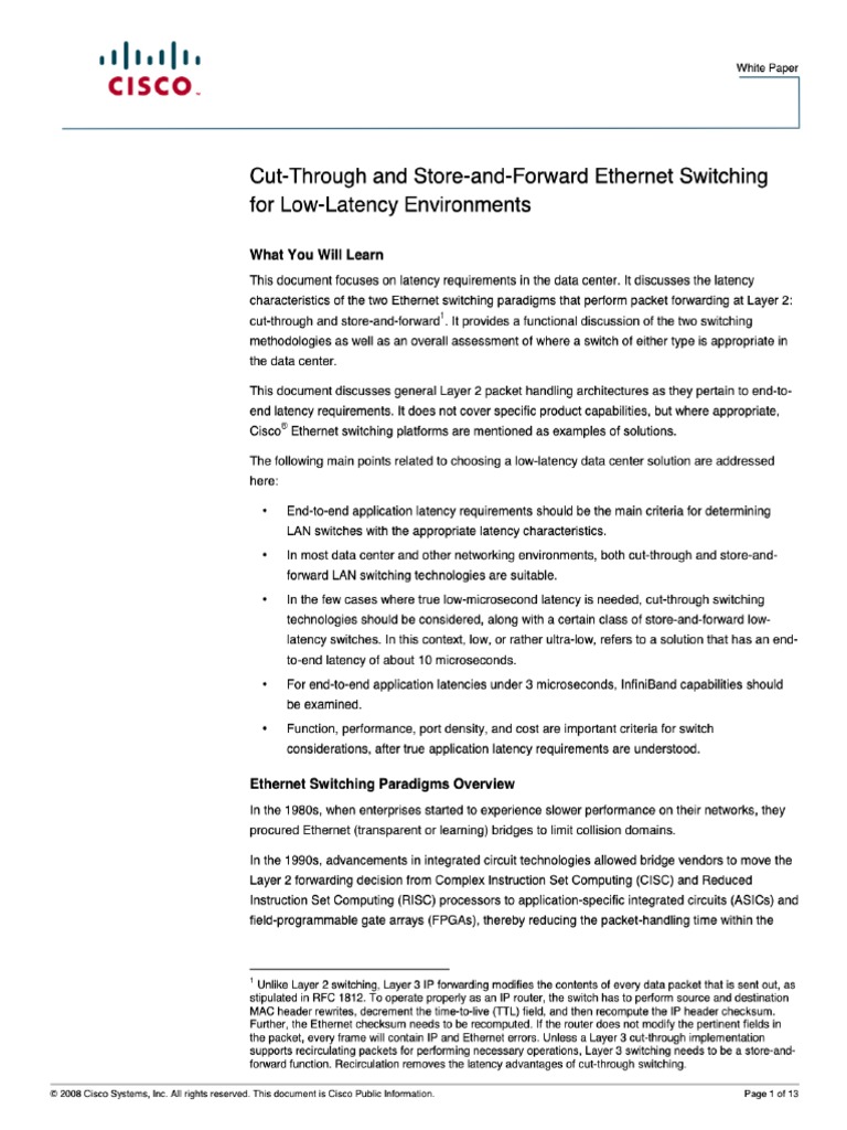 Cut-Through and Store-And-Forward Ethernet Switching For Low-Latency ... Cut-Through and Store-And-Forward Ethernet Switching For Low-Latency ...