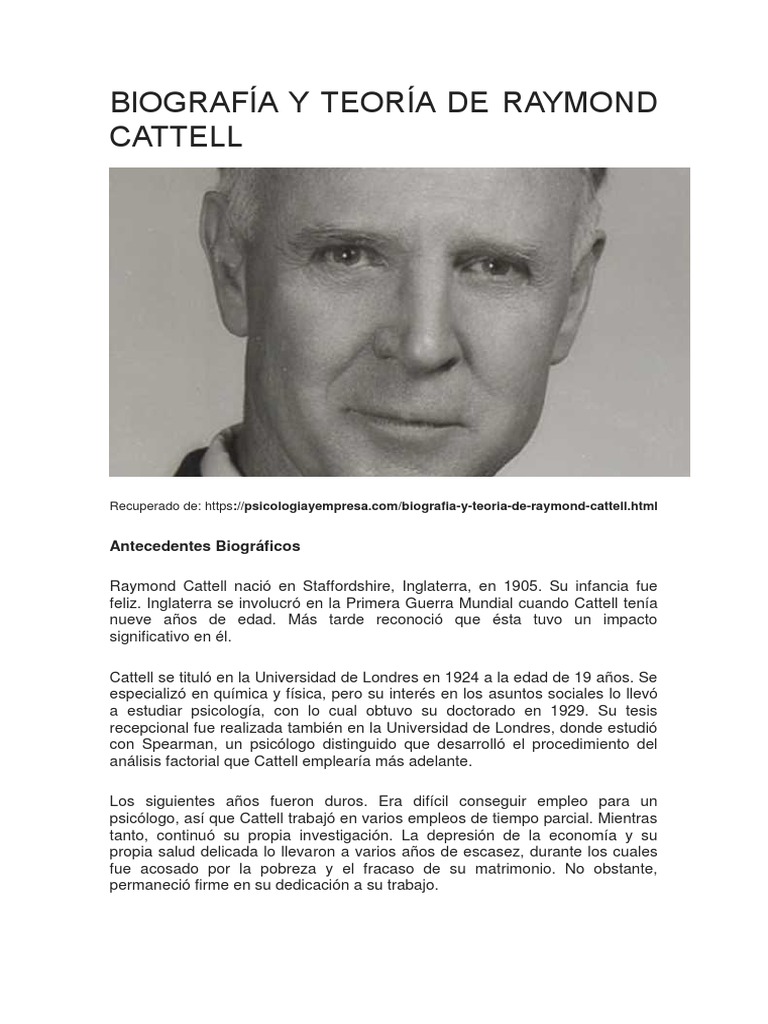 Lectura 3-Raymond Cattell | PDF | Análisis factorial | Teoría