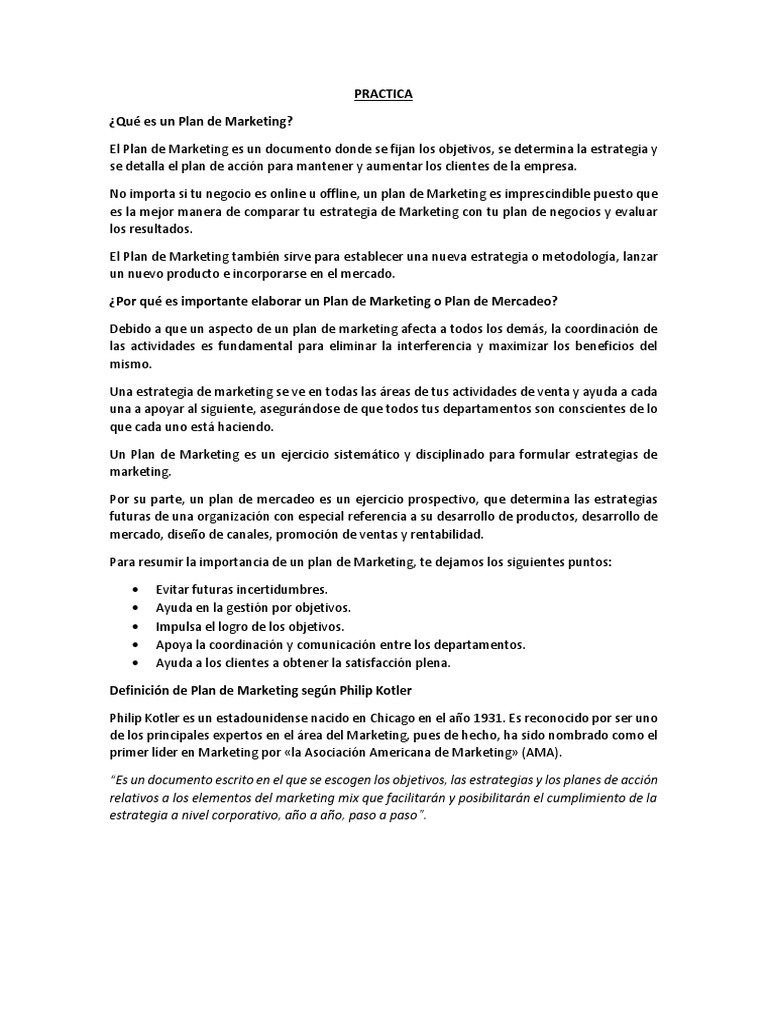 PRACTICA Plan de Marketing | PDF | Marketing | Publicidad digital