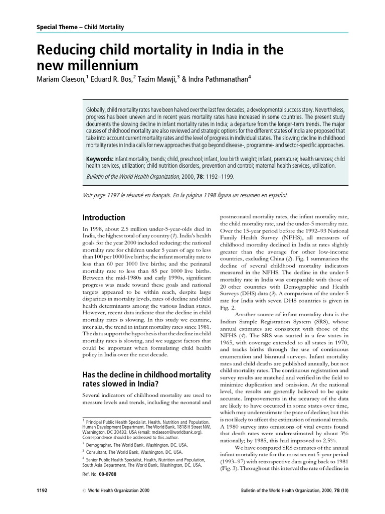 Slowing Progress: An Analysis of Rising Child Mortality Rates in India ...