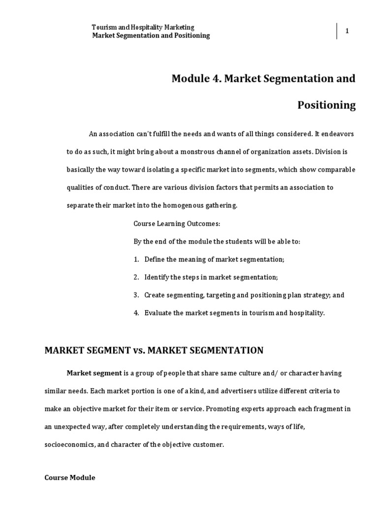 W6 - Module 004 Market Segmentation and Positioning PDF | PDF
