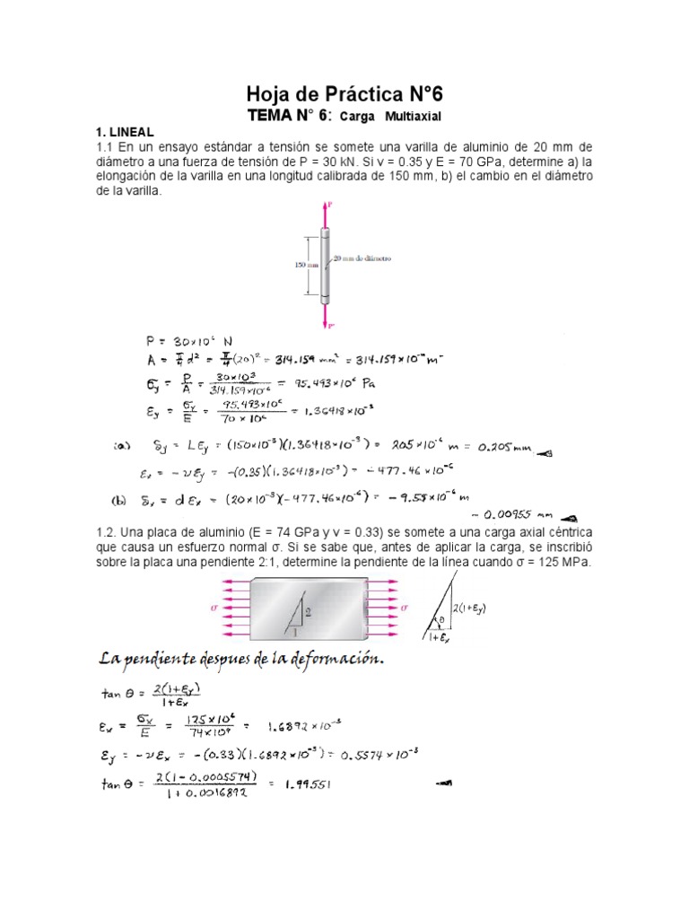 Ejercicios Resuelto de La Practica 06 Carga Multiaxial 220922 | PDF | Estrés (Mecánica) | Física ...