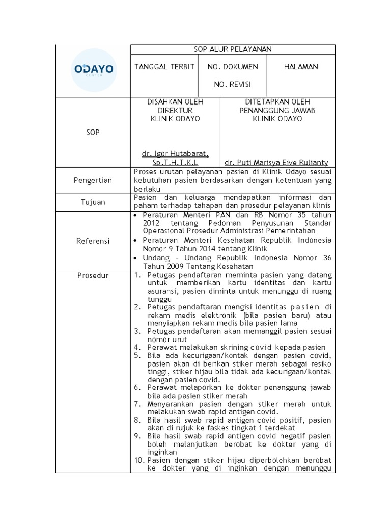 Sop Alur Pelayanan | PDF
