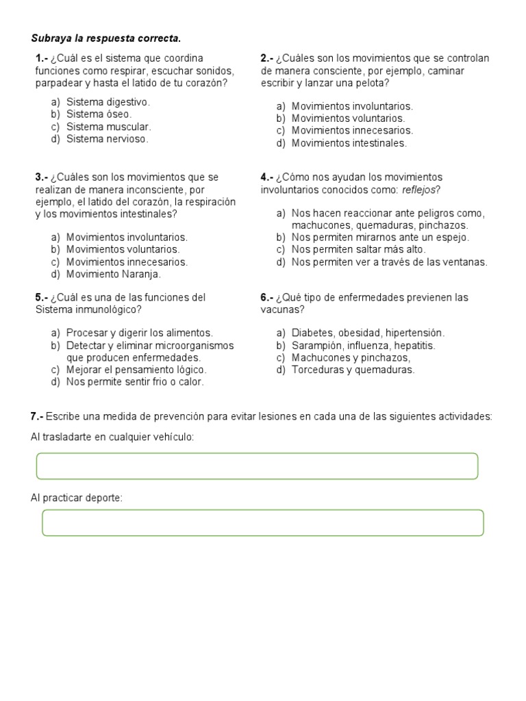 Subraya La Respuesta Correcta | PDF Subraya La Respuesta Correcta | PDF