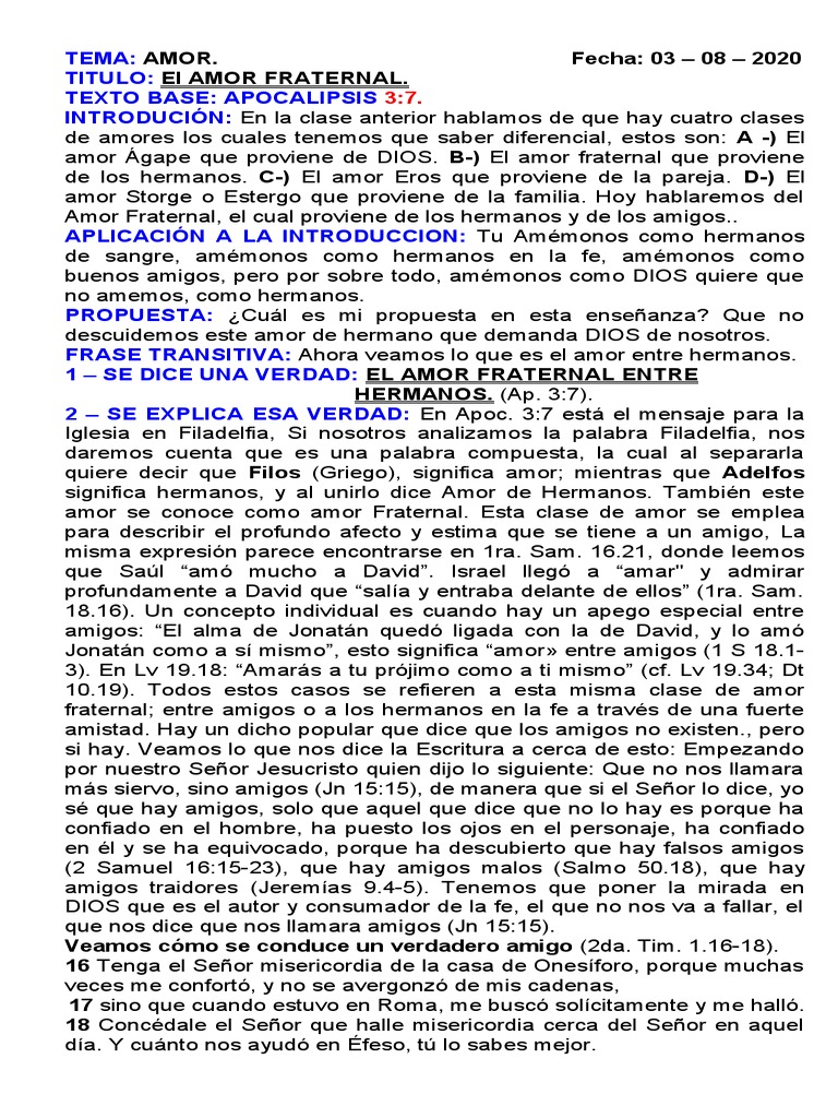 El Amor Fraternal | PDF | Amor | San Pedro