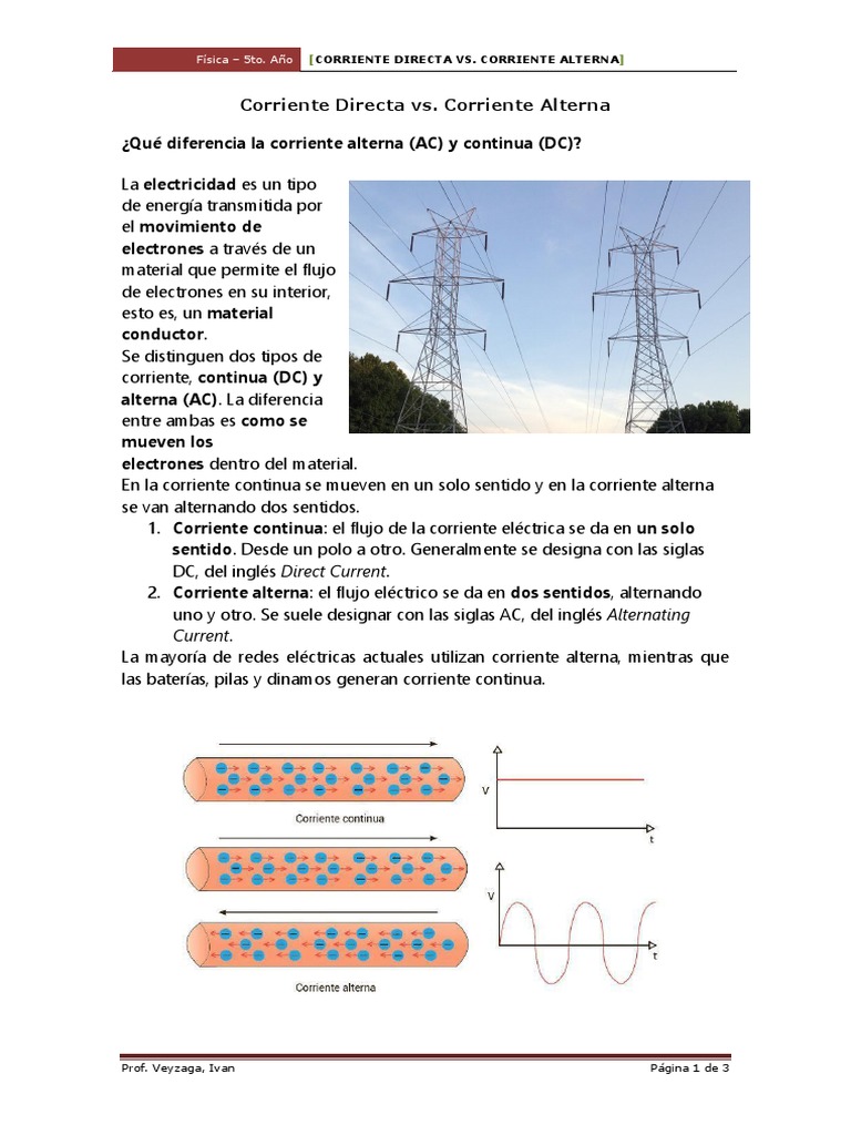 Corriente Directa Vs Corriente Alterna | PDF | Corriente eléctrica ...