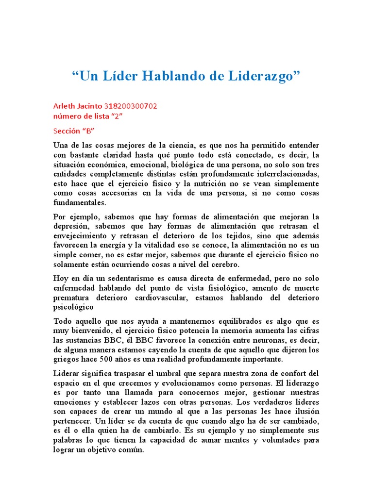 Un Líder Hablando de Liderazgo | PDF | Liderazgo | Las emociones